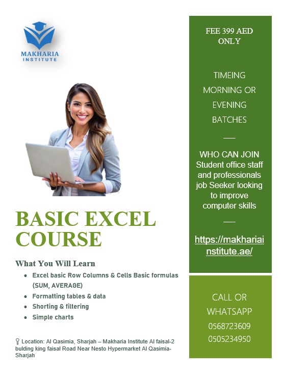 Excel Job Skills Course Near Nesto, Al Qasimia - Gulf News Classifieds